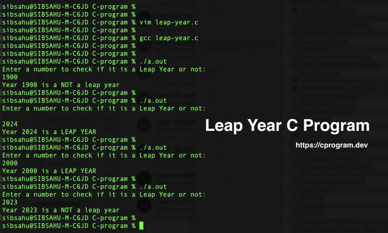 Leap Year Program in C – C Program